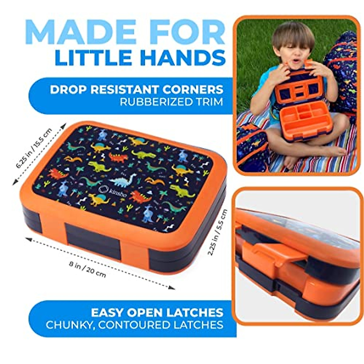 Bento Lunch Box for Kids Toddlers Boys Girls, 5 Portion Sections Secure Lid, Microwave Safe BPA Free Removable Tray, Pre-School Kid Daycare Lunches Snack Container, Unicorn Dinosaur 2 pack