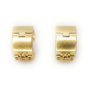 Tory Burch Britten Huggie 134832 Rolled Brass 715, Small & Wide Hoop w Double T Logo