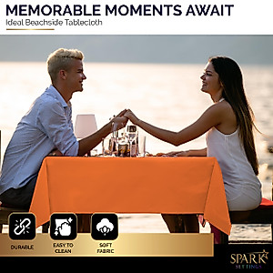 Amcrate Rectangular Plastic Black Orange Reusable Tablecloth Cover Pack of 2 - Ideal for Halloween Party, Weddings, Party’s, Birthdays, Dinners, Lunch’s, Or for Any Tableware Use, (54" x 108")