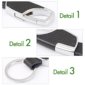 Reenfaya Key Chain with Leather Heavy Duty for Men and Women,Upscale Car Keychain Key Ring Key Holder-2 Pack(Black/Brown) (RF01)