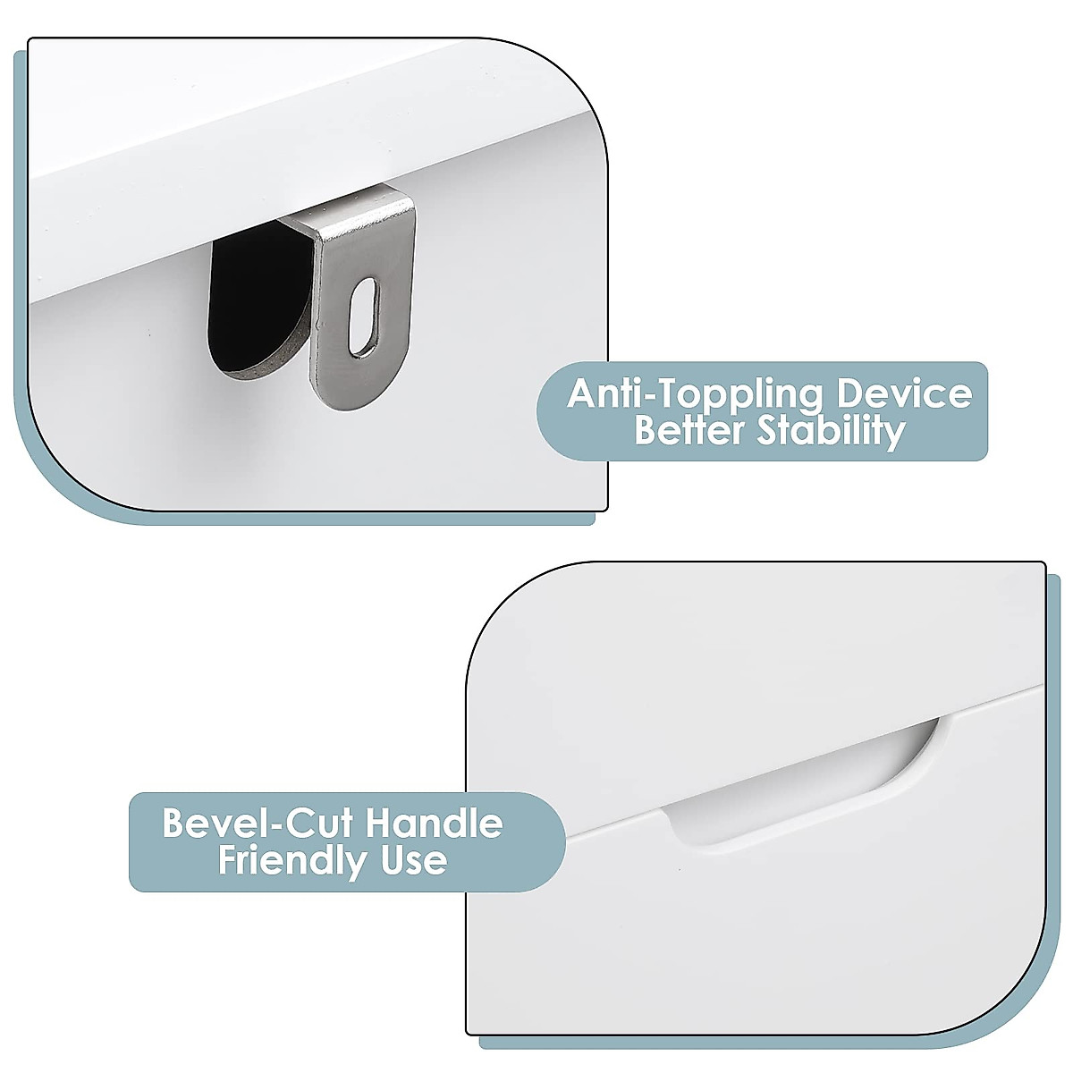 FOTOSOK Tall Dresser 47", White Dresser with 6 Drawers, Modern Chest of Drawers with Handless Design, 6 Drawer Dresser Verticle Dresser for Home & Office