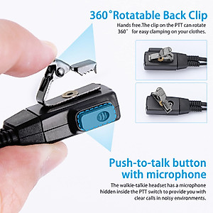 brogtrol 10 Pack 2 Pin D Shape Walkie Talkie Headset with PTT Microphone Suitable for Motorola CP040, CP140, CP160, CP180 HYT TC-500, TC-508, TC-518 Midland G15, G18 2 Way Radio