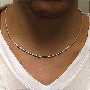 Sterling Silver 2MM, 2.5MM, 3MM, 4MM, 5MM Solid Round Snake Chain Necklace- Flexible Snake Chain Necklace, Round 925 Sterling Silver Necklace,Made In Italy, Jewelry Accesorries Gadgets