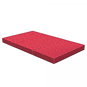 Ambesonne Abstract Foldable Mattress, Monotone Horizontal Dots, 78.7" x 47.2", Dark Pink and White