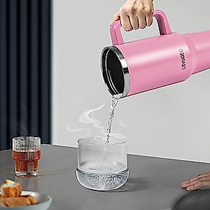 LSVUQED 40 oz Tumbler with Handle and Straw Lid, Insulated Reusable Stainless Steel Travel Mug Keeps Drinks Insulation up to 12 Hours, Leakproof Bottle for Water, Tea or Coffee and More.(Hot Pink)