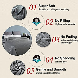 Soft Blanket Warm Fuzzy Microplush Lightweight Thermal Fleece Blankets for Couch Bed Sofa,California King102X108Inch,Gray