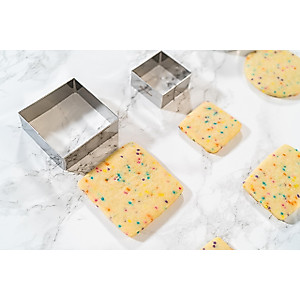 Bakerpan Stainless Steel Square Cookie Cutter Set, Square Biscuit Cutters for Baking (2 Inch & 3 Inch)
