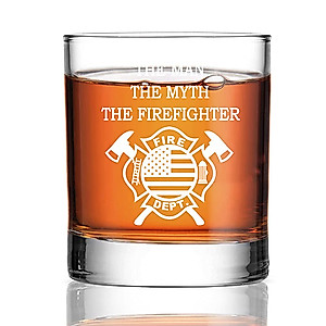 Perfectinsoy The Man The Myth The Firefighter Whiskey Glass, Firefighter Whiskey Glass, Firefighter Gifts, Fireman Retirement Gifts, Fireman Graduation, Fathers Day Gift for Fire Fighter