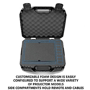 CASEMATIX Hard Shell Projector Travel Case Compatible with Epson VS250 SVGA, VS350 XGA, VS355 WXGA Projectors with HDMI Cable and Remote in Custom Foam Compartments, Case Only