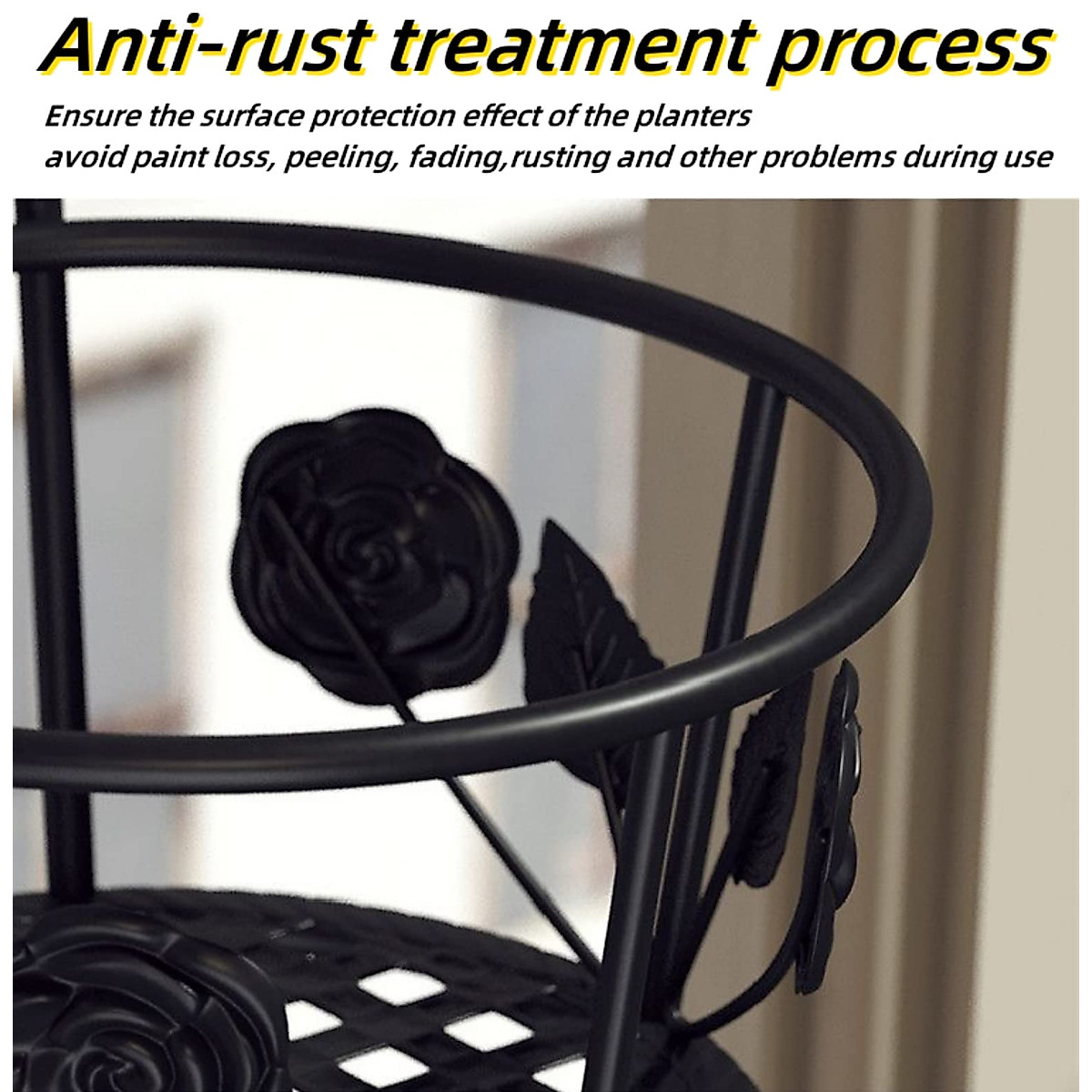 KIPAACCL Balcony Planters Railing Hanging Flower Pot Holders 2 Pack,Plant Iron Racks Fence Metal Potted Stand Mounted Balcony Round Plant Baskets Shelf Container Box for Indoor&Outdoor Use