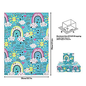 Birthday Wrapping Paper For Kids Girls Boys, I Love Sunshine Rainbow Design Gift Wrap Paper for Birthday Baby Shower Children's Day, 4 Sheets Folded Flat 20x28 Inches Per Sheet