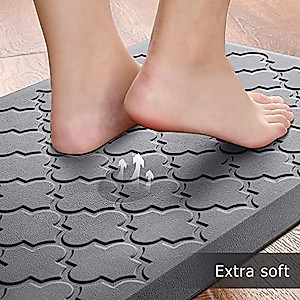 Kitchen Mat [2 PCS] Cushioned Anti-Fatigue Floor Mat, Waterproof Non-Skid Ergonomic Comfort Foam Rugs, Standing Mat for Kitchen, Floor,Office, Sink, Laundry(Grey)