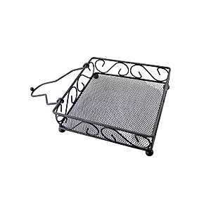 Black Matte Scroll Design Napkin Holder Dispenser With Weighted Arm