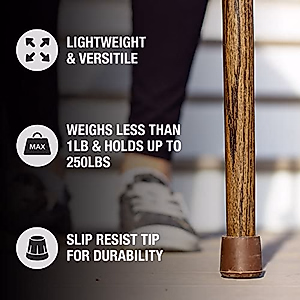 Brazos Handcrafted Wood Walking Stick, Twisted Oak, Hitchhiker Style Handle, for Men & Women, Made in the USA, Brown, 55"