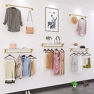 VejiA Home Clothing Rail,Heavy-Duty Commercial Grade Clothes Rail,Clothing Store Display Rack,Wall-Mounted Hanger Clothing Garment