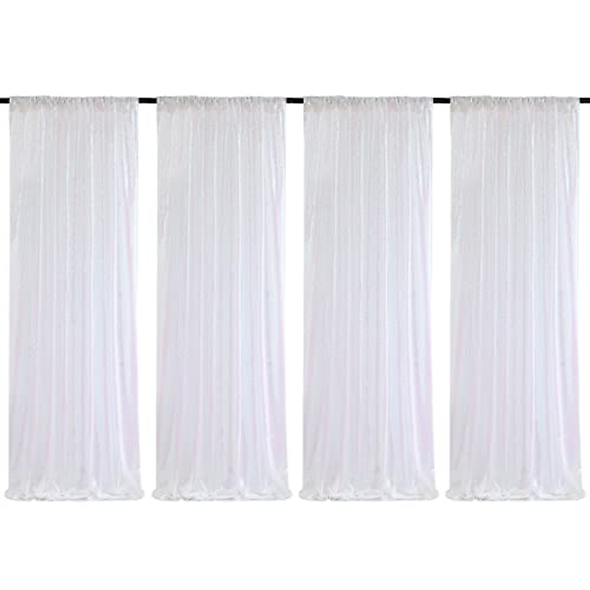 White Iridescent Sequin Backdrop Curtains 4 Packs 2ftx8ft Wedding Stage Background Backdrop Glitter Fabric Backdrop Drape