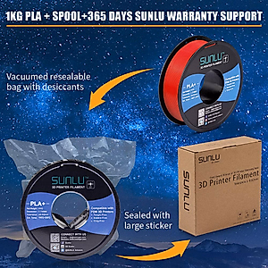 PLA+ 3D Printer Filament 1.75mm, SUNLU PLA Filament PRO, Dimensional Accuracy +/- 0.02 mm, 1 kg Spool, 1.75 PLA Plus, Black+Red