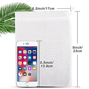 ANZNKU 50 Pack White Organza Bags 6x9 inches, Organza Gift Bags Mesh Drawstring Bags, Mesh Bags for Gifts Premium Sheer Organza Bags, Wedding Party Christmas Halloween Favor Bags