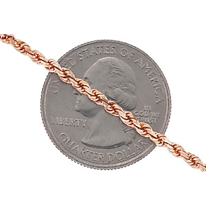 Nuragold 10k Rose Gold 2.5mm Rope Chain Diamond Cut Pendant Necklace, Womens Mens Jewelry 16" 18" 20" 22" 24" 26" 28" 30"