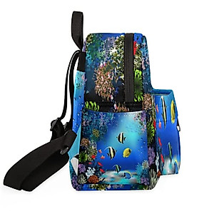 Mini Backpack for Women Backpack Purse Tropical Fish Coral Cute Small Travel Backpack Casual Bookbag Shoulder Bag for Girls Teens School Backpacks Lightweight Ladies Backpack Daypack