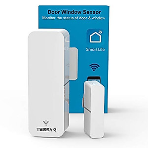 WiFi Door Sensor, TESSAN Smart Window Contact Sensor Compatible with Amazon Alexa, Google Assistant, No Hub Required, Sends Alerts, Wireless Remote Alarm, Programmable with Smart Life Devices