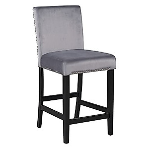 Bellemave 5-Piece Counter Height Dining Table Set Kitchen Table Set with 1 Faux Marble Dining Table and 4 Upholstered-Seat Chairs Square Dining Room Set of 4 for Kitchen, Dining Room (Grey)