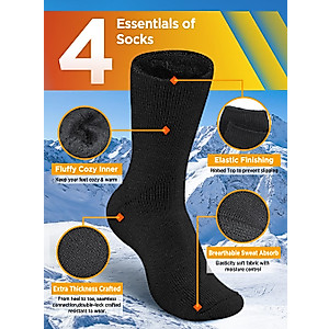 Bymore 2Pairs Thermal Socks for Men,Heated Thick Crew Socks,Warm Winter Socks Insulated Cold Weather