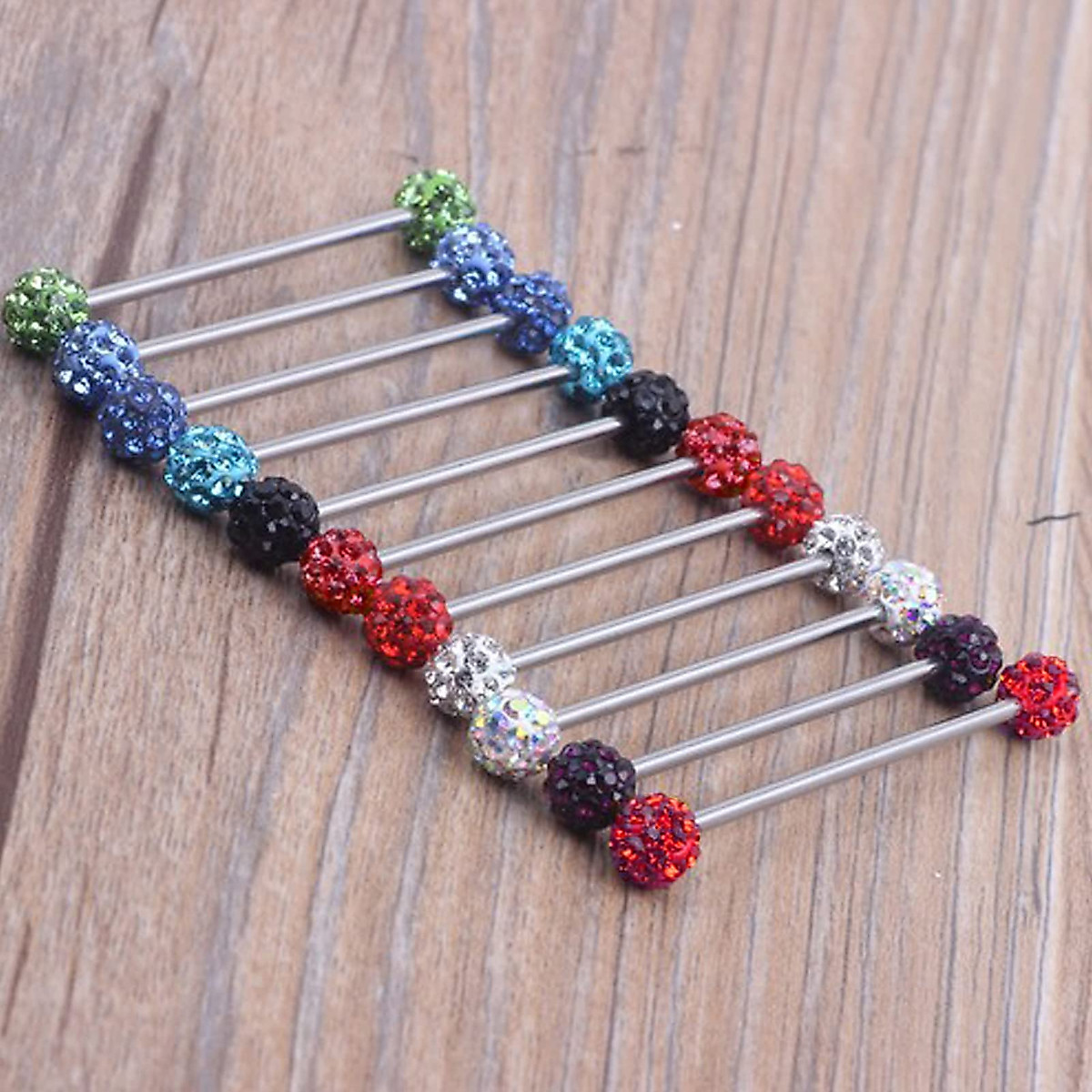 Salwosai 14G Stainless Steel Nipple Piercing Jewelry Nipplering Barbell Round CZ Balls Body Rings 5/8 Inch (Red)