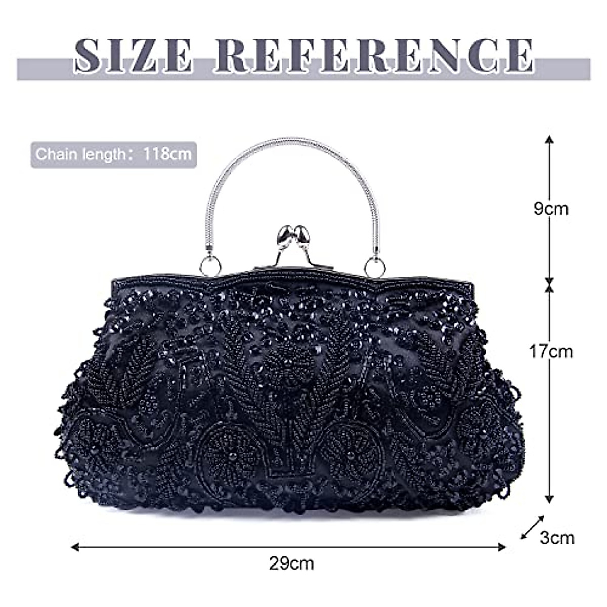 FUKZTE Purses and Handbags Envelope Evening Clutch Crossbody Bags Wedding Party Shoulder Bag for Women,black