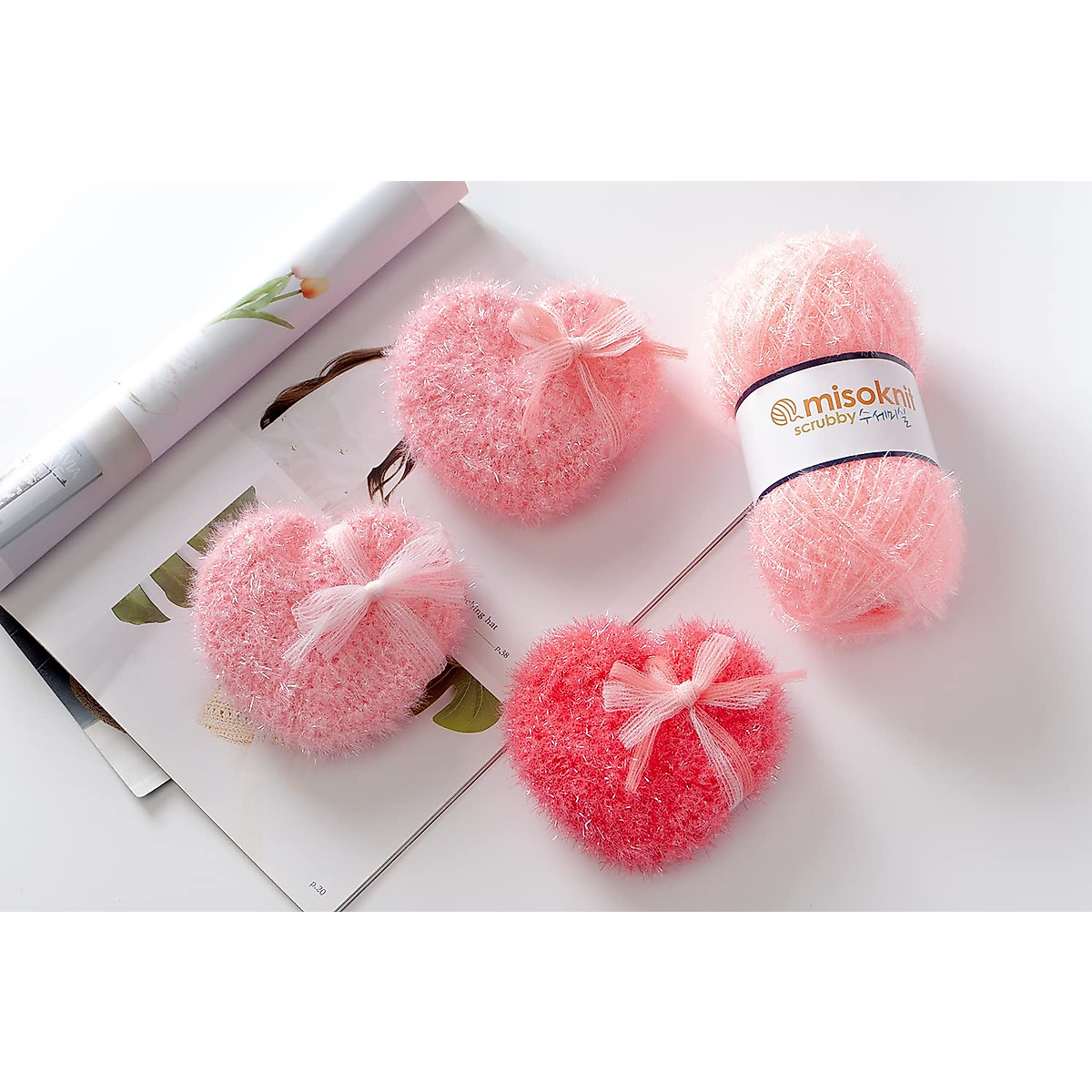 Misoknit Pastel Scrubby Yarn for dishcloths Crocheting 2 Skeins Polyester 100%, 2.8oz(80g) Each, 196 Yards per Skein (Dodger Blue)