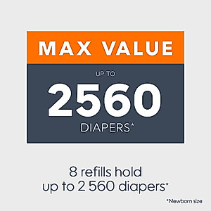 Diaper Genie Essentials Round Refill 8-Pack | Holds Up to 2560 Newborn Diapers | Features Unscented Continuous Film | Compatible with Diaper Genie Complete and Expressions Pails,8 Count (Pack of 1)