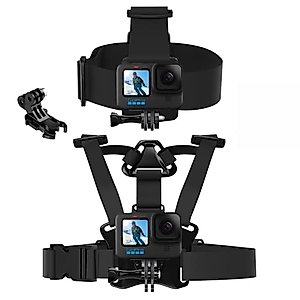 TELESIN Head Mount Strap Chest Mount Harness Video Camera Mount Accessories Kit Compatible with GoPro Hero 11,10,9,8,7,6,5,4, Session 3+, 3, 2, 1, Hero (2018),Fusion,DJI Osmo Action Cameras