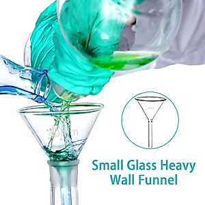 50mm Short Stem Glass Funnel 3.3 Borosilicate Glass Funnel for Science Labs and Home Kitchen Use, HUAOU, Pack of 1