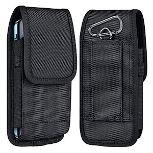 ykooe Cell Phone Pouch Nylon Belt Holster Case Compatible with Galaxy S25/S24/S23/S22 Ultra A16 A15 A14 A13, Moto G Stylus/Power/Play, Pixel 8/7 Pro, TCL OnePlus T-Mobile, Black - XXL