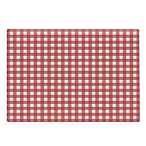 Lunarable Vintage Cutting Board, Vintage Style Checkered Pattern Christmas Inspired Classical Traditional Print, Decorative Tempered Glass Cutting and Serving Board, Large Size, White Red