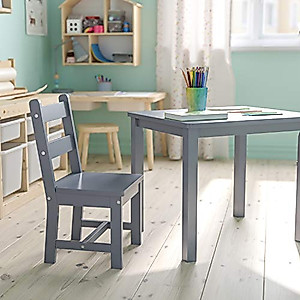 Flash Furniture Kyndl Kids Solid Hardwood Table and Chair Set for Playroom, Bedroom, Kitchen - 3 Piece Set - Gray