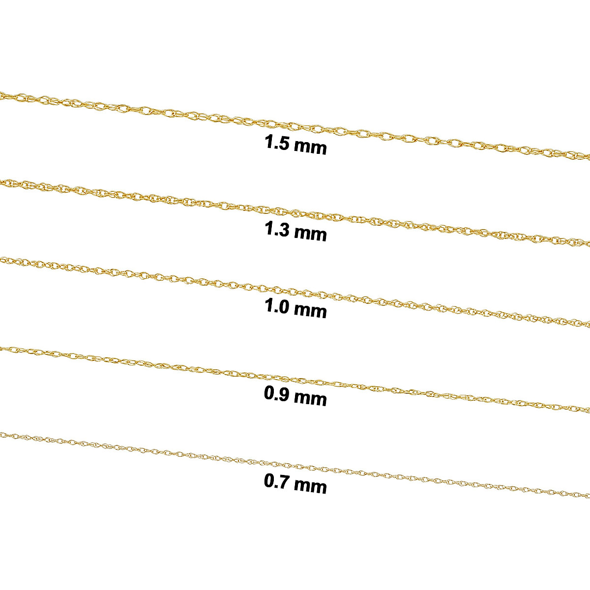 Kooljewelry 14k Yellow Gold Rope Chain Pendant Necklace (1 mm, 18 inch)