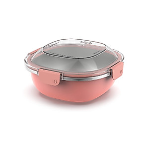 Ello Stainless Steel Lunch Bowl Food Storage Container with Leak-Proof Lid, 6.5 Cup, Peach