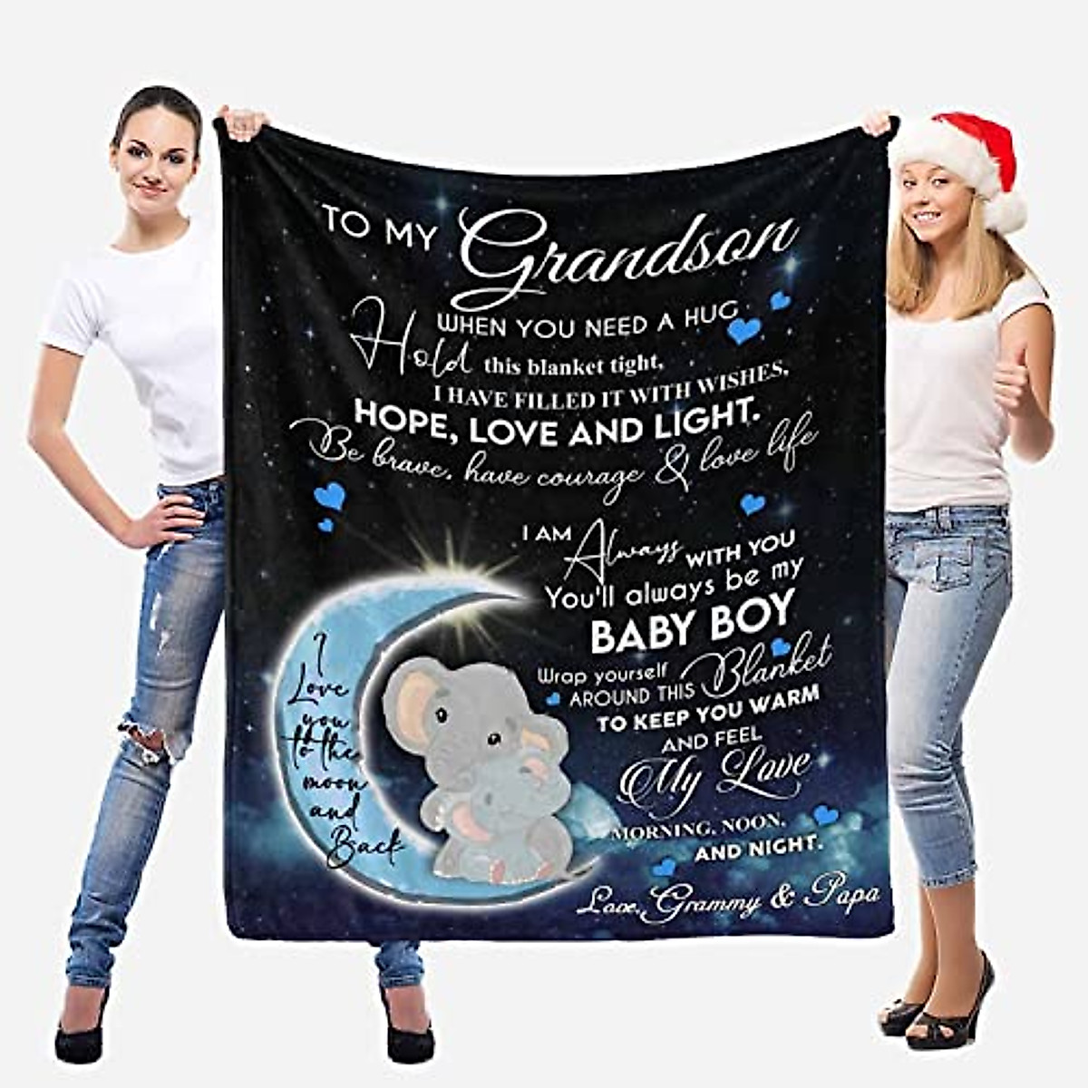 Personalized Name Message Lover Letter to My Grandson Filled it with Wishes, Hope, Love and Light from Grandpa Grandma Soft Blanket 40 x 50 Inches