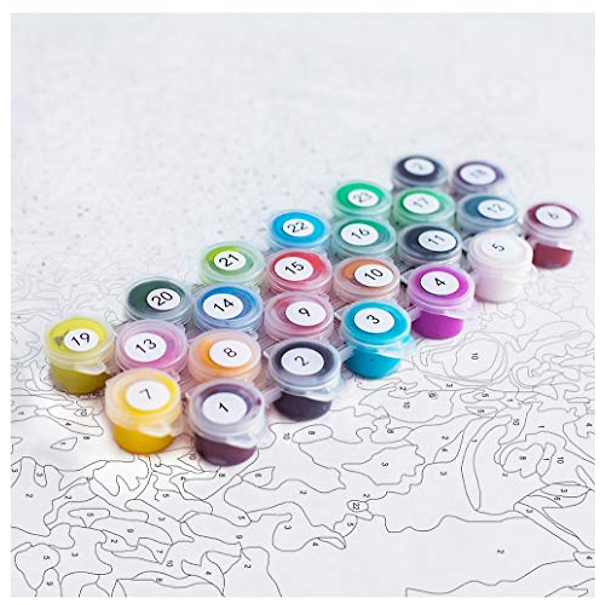 Chenistory 4 Packs DIY Paint by Number for Kids & Adults Acrylic Painting 16 x 20 inch Paint Canvas with Paintbrushes Set Draw Arts Craft Home Decoration - Mountain Landscape Picture