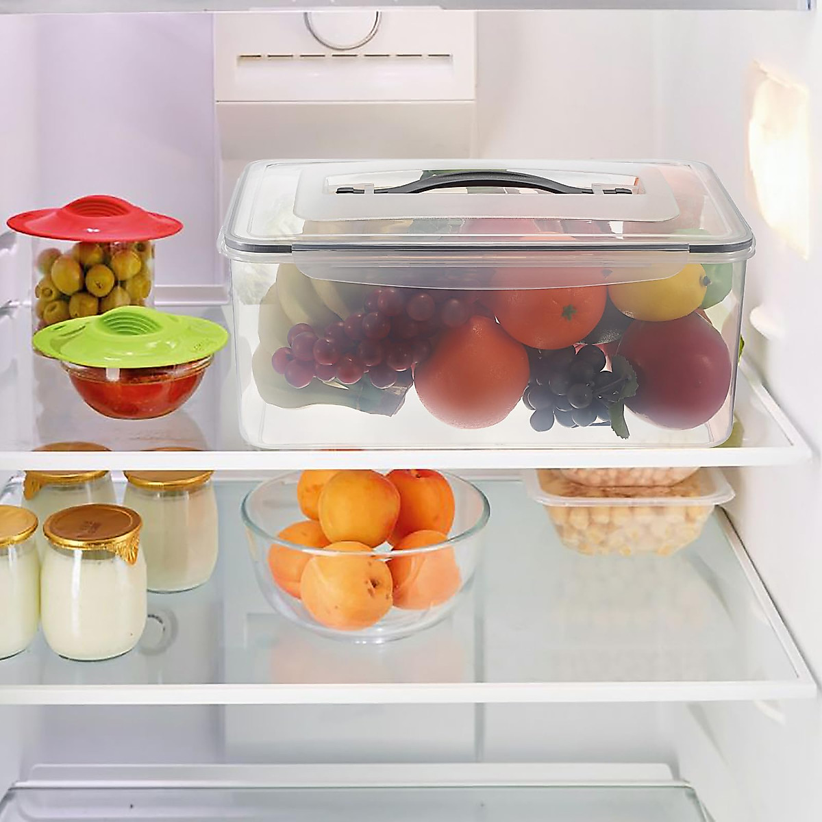 OGANAZI Large Fruit Storage Containers for Fridge with Lid and Handle, Airtight Vegetable Storage Container, BPA-Free Food Storage Containers for Berry Fruit Veggie Food Meat Fresh Longer
