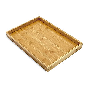 Bam & Boo - Natural Bamboo Serving Tray Modern Rectangular - for Food, Drinks, Decor, Vanity in Home, Kitchen, Bathroom, Coffee Table, Bed(Medium, 13” x 9" x 1.2")