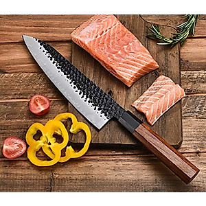YAIBA 8 Inch Chef Knife Professional Japanese Chef Knife 3 layers 9CR18MOV Clad Steel Japanese Kitchen Knives Gyuto Knife Sushi Knife for Kitchen