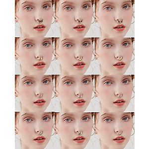 NICEIGHT 9PCS 16G Sugical Steel Horseshoe Septum Rings for Women Cartilage Hoop Helix Tragus Daith Piercing Bee Sunflower Body Jewelry B