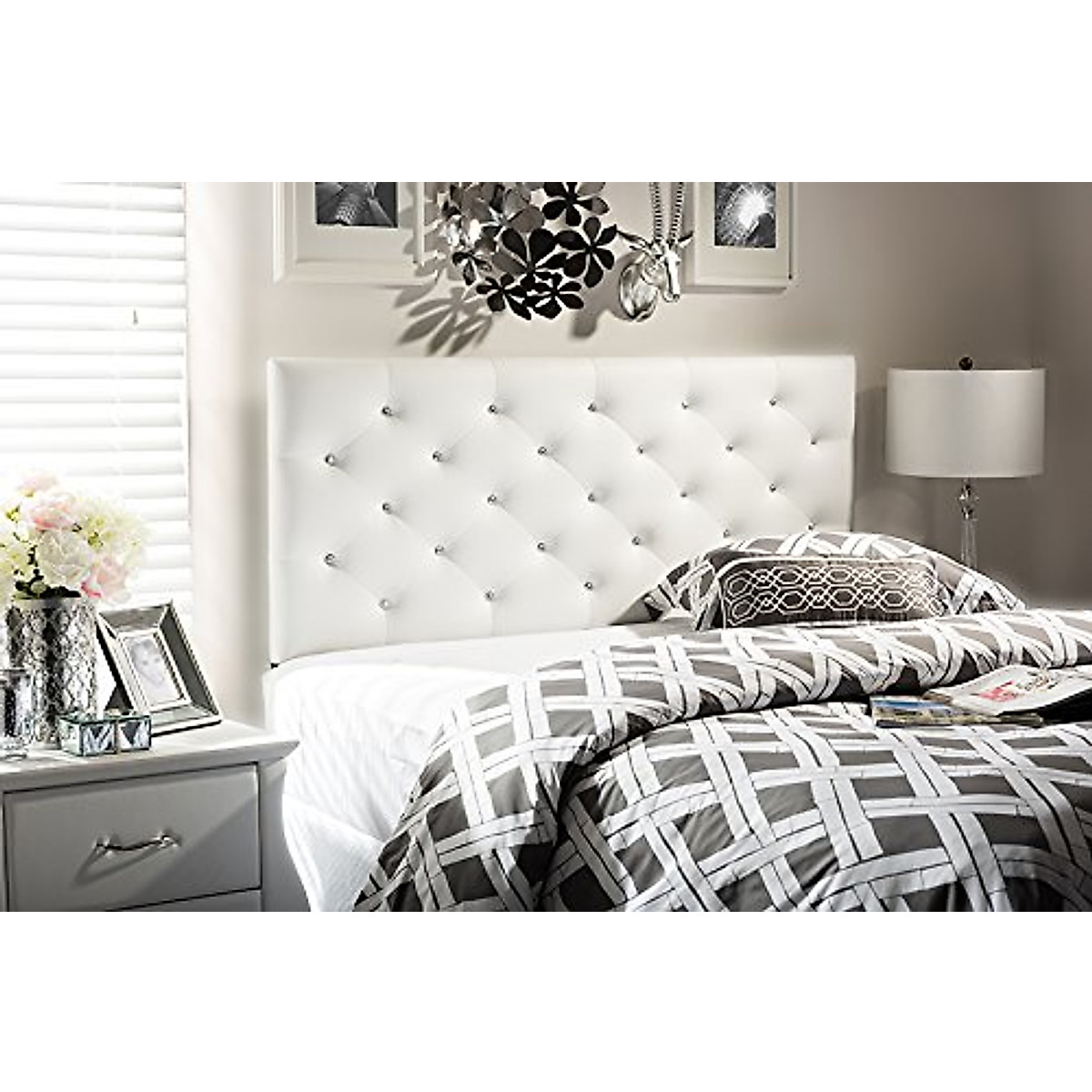 Baxton Studio Viviana Modern and Contemporary Black Faux Leather Upholstered Button-Tufted Full Size Headboard