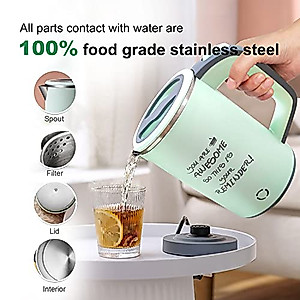 Small Electric Tea Kettle, 0.8L Portable Travel Hot Water Boiler Stainless Steel,Low Power Cordles Mini Electric Coffee Kettle Auto Shut-off,Gift For Camping, Travel, Office And Student Dormitory