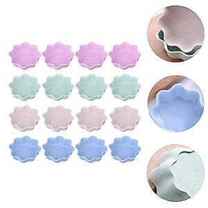 Hemoton 16pcs Wheat Straw Seasoning Dish Wheat Straw Dipping Bowl Dessert Bowls Snack Bowls Fruit Sauce Condiment Flower Bowl Dipping Sauce Dish Seasoning Saucer Fruit Jam Household