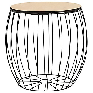 SLGSDMJ Vintage Coffee Table Set 3 Pieces Round Tabletop Furniture Side End Table with Metal Legs for Living Room, Bedroom, Office Poplar Plywood Iron