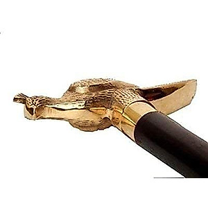 Halloween Handmade Brass Bird Designer Vintage Wooden Cane Walking Stick for Men & Women Stick (3 Fold Wooden Walking Cane )