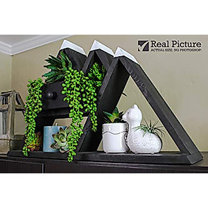 Rustic Curiosities Large Mountain Shelf - 20X12X4.5 Inch Crystal Display Shelf for Succulents, Plants, Essential Oils, Includes Pull Out Drawer, Extra Wide Base Crystal Holder (Black)